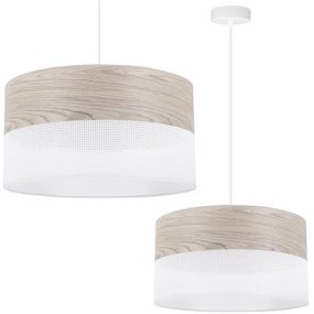 Light Home Závěsné svítidlo Wood, 1x světle béžová dubová dýha/bílé plastové stínítko, (fi 40cm)