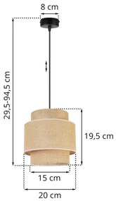 Závěsné svítidlo BOHO, 1x jutové stínítko, (výběr ze 2 barev konstrukce)