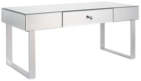 Zrcadlový konferenční stolek se zásuvkou stříbrný NESLE Beliani
