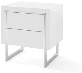Noční stolek COPER; bílý / chrom