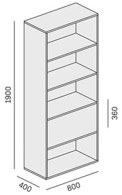 PLAN Vysoký kancelářský policový regál LAYERS, 1 box, 800 x 400 x 1905, bílá