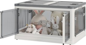 HOMCOM Skladovací box z plastu s koly, skládací boxy, stohovatelný organizátor do šatníku pro hračky, oblečení, knihy, Bílá, 60cm x 42cm x 34cm | Aoso