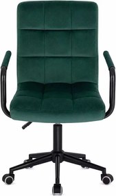 LuxuryForm DESIGN Otočná židle VERONA BLACK VELUR na černé podstavě s kolečky - zelená
