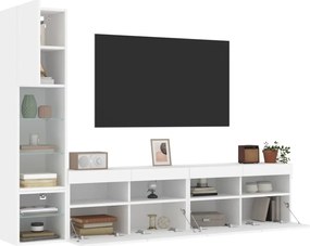vidaXL 4dílná obývací stěna s LED kompozitní dřevo [3216711] Barva: Bílá