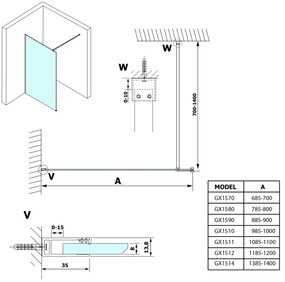 Gelco VARIO CHROME jednodílná sprchová zástěna k instalaci ke stěně, sklo nordic, 900 mm GX1590-05