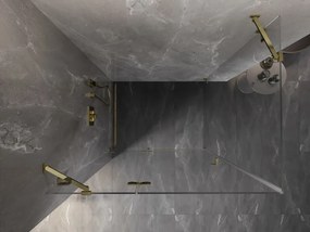 Mexen Lunar, výklopný sprchový kout levý 85 x 80 cm, 8mm čiré sklo, zlatý profil, 834-085-080-50-00-L