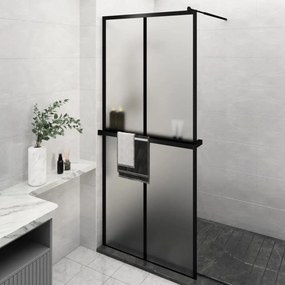 Zástěna do průchozí sprchy s policí černá 90x195 cm ESG/hliník 3185458