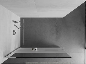 Mexen Kioto+ L, sprchová zástěna Walk-In s poličkou a věšákem 90 x 200 cm, 8mm čiré sklo-námraza, chromový profil, 800-090-123-01-35