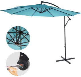 Slunečník Acerra Ø 3m polyester/ocel - tyrkysově-modrý bez stojanu