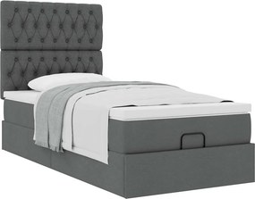 Osmanský rám postele s matrací tmavě šedá 100x200cm textil 3313217