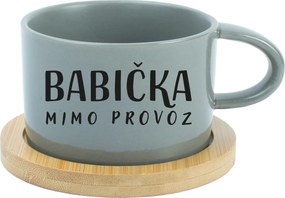 BABIČKA MIMO PROVOZ - šedý hrníček makronka 200 ml