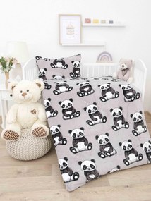 MK Lůžkoviny Mikroplyšové povlečení do postýlky Exclusive - Panda 100 × 135 cm, 40 x 60 cm