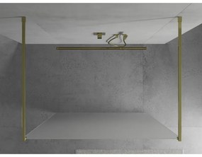 Mexen Kioto, průchozí sprchová zástěna 120 x 200 cm, 8mm sklo námraza, 2x zlatá stabilizační rozpěra, 800-120-002-50-30