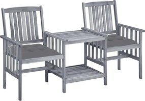 vidaXL Zahradní židle s čajovým stolkem a poduškami masivní akácie [3061318] Barva: krémová