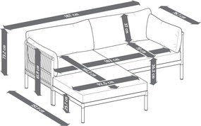 Tchibo - Pohodlná zahradní pohovka se samostatnou podnožkou - barva: šedá
