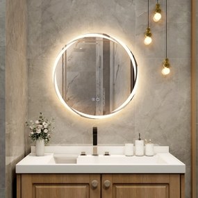 Costway Koupelnové zrcadlo LED s osvětlením 60 cm kulaté koupelnové