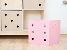 Benlemi Dřevěný úložný box DICE s čísly ve stylu hrací kostky Zvolte barvu: Růžová, Varianta: Šestka