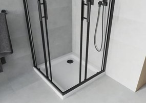 Mexen Rio čtvercová sprchová kabina 90 x 90 cm, průhledná, černá + vanička Flat, bílá - 860-090-090-70-00-4010B