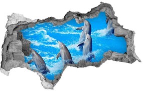 Wallmuralia Díra 3D fototapeta na stěnu nálepka Delfíni 95x73 cm