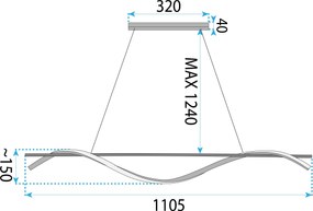 Toolight Toolight, LED závěsná lampa 120cm, 27W, 3000K, LHJ019-CP, černá, OSW-50004