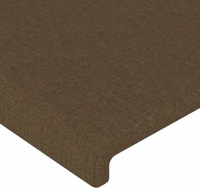 Čelo postele s LED tmavě hnědé 144x5x78/88 cm textil 3121333
