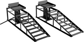 HOMCOM sada 2 hydraulických ramp, nosnost 3 tuny, nastavitelná výška 23–32,5 cm, pro pneumatiky do 23 cm, zvedací rampy pro výměnu oleje do garáže a …