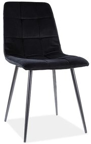 Černá sametová jídelní židle MILA s černými nohami