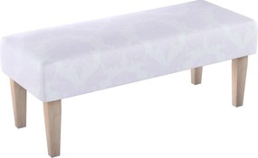 Dlouhá lavička 100x40cm barva bílá látka lesklé, pletený vzor, vzorované