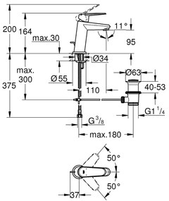 GROHE 23049002 - Umyvadlová baterie EURODISC COSMOPOLITAN velikost S chrom