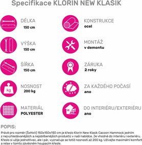 Závěsné houpací křeslo, zelená, KLORIN NEW KLASIK CACOON HAMMOCK