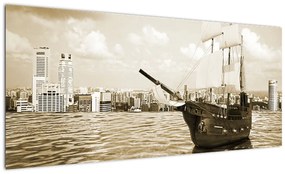 Obraz plachetnice na moři (100x40cm)