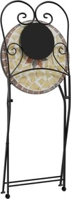 Mozaikový bistro set terakotový a bílý železo a keramika 3216356