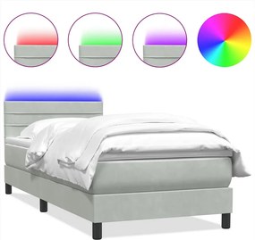 Box spring postel s matrací a LED Světle šedá 90x220 cm Samet 3317007