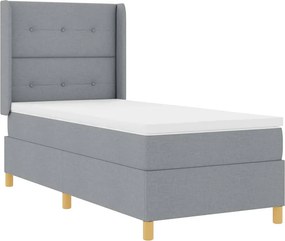 Postel s boxspringem s čelo Světle šedá 90 x 190 cm textil 3341805