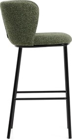 Tmavě zelená čalouněná barová židle (výška sedáku 75 cm) Ciselia – Kave Home