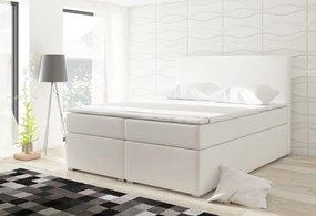 Kontinentální postel Boxspring DIANA bílá ekokůže 160x200cm