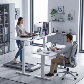 HOMCOM Elektrický rám psacího stolu, výškově nastavitelný, s paměťovou funkcí, ocel, bílý