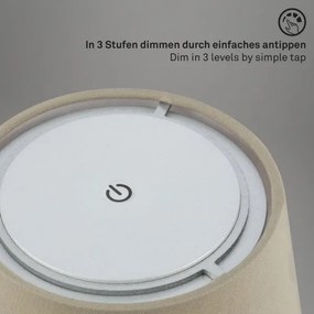 Brilo - LED Stmívatelná nabíjecí stolní lampa LED/3W/5V IP44 stříbrná/béžová