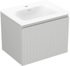 Mexen Rivel, koupelnová skříňka 60 cm s umyvadlem Vela, 1 zásuvka, drážkovaná, šedá matná/bílá, 91A20-06047-1-BF62-W23M01