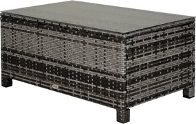 Zahradní boční stůl Outsunny, kávový stůl, patio stůl, poly ratan, šedý, 85 x 50 x 39 cm | Aosom