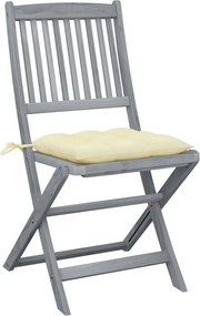 vidaXL Skládací zahradní židle s poduškami 2 ks masivní akáciové dřevo [3064553] Barva: Černá