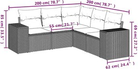5dílná zahradní sedací souprava s polštáři černá polyratan 3222546