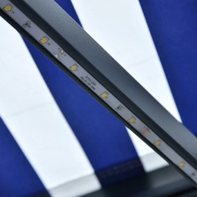 vidaXL Ručně zatahovací markýza s LED světlem 350 x 250 cm modrobílá [3055224]