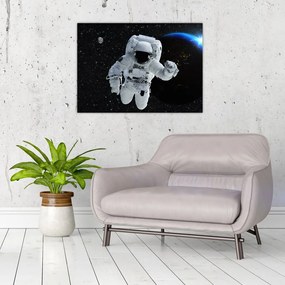 Skleněný obraz - Astronaut ve vesmíru (70x50 cm)
