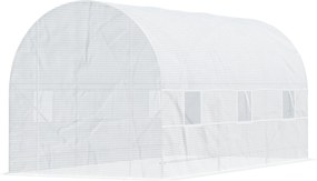 Zelený skleník Outsunny 445x200x200cm, fóliový skleník na rajčata s dveřmi, oknem, fóliovým tunelem vyrobený z pozinkované oceli, rostlinný tunel, sk…
