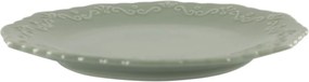 Zelený porcelánový dezertní talíř s krajkou Provence lace verte - Ø 19 cm