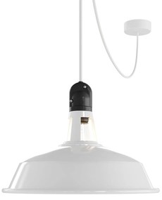 creative cables EIVA závěsná lampa IP65 do exteriéru se stínidlem, textilním kabelem, decentralizerem, baldachýnem a objímkou, voděodolná Barva: Bílá