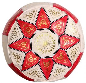 Kožená taburetka s ornamenty (červená)