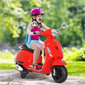 HOMCOM Elektrická Motorka pro Děti 3-6 Let s Licencí VESPA - Akumulátorová Motorka pro Děti s Hudbou, Rychlostí 2-3 km/h a Klaksonem, Nosnost 25 kg, …