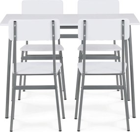 Autronic Jídelní set s 4 židlemi AUT-O2156 Odstín: Bílá